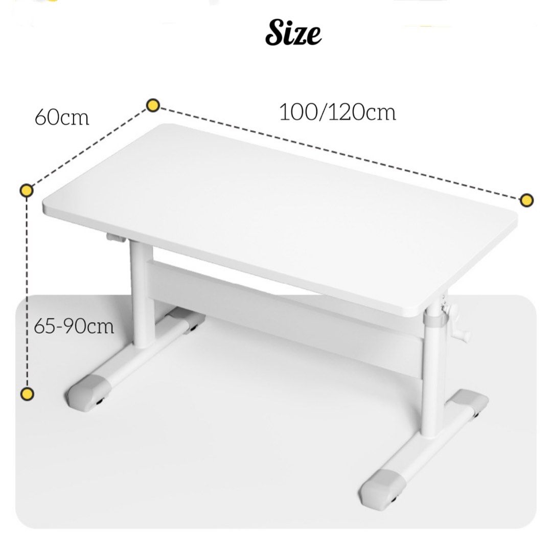 120cm Adjustable Height Study Table Study Desk Computer Desk, Furniture ...