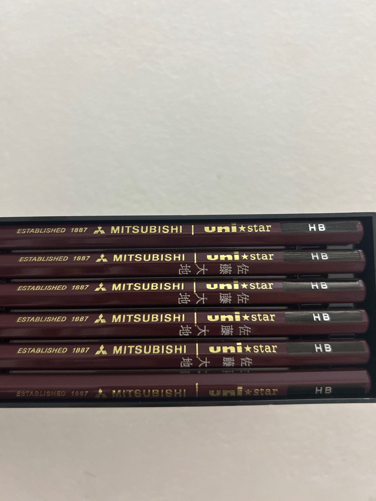 1DOZEN Mitsubishi HB F Uni Star Pencil For Sketch Draft Drawing and Writing (Case has flaws ...