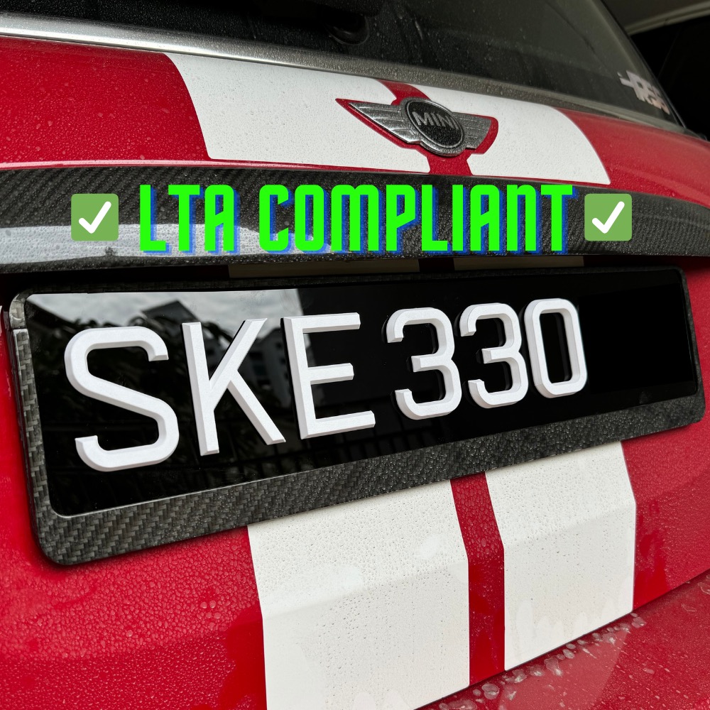 3D White Car Plate Maker | LTA Compliant | Approved Compliance Black ...