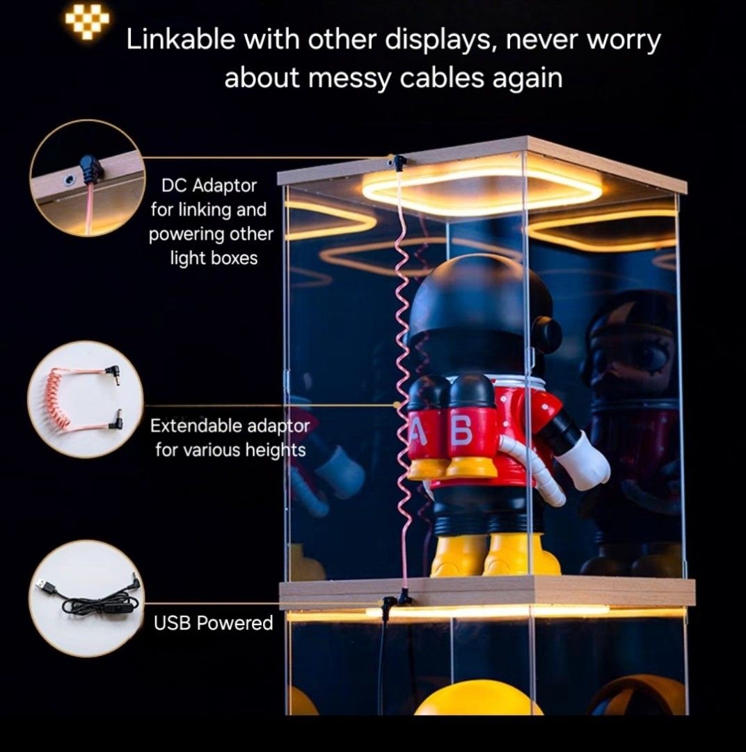 Acrylic Display Case with Lights for Blind Boxes - POPMART (LABUBU ...