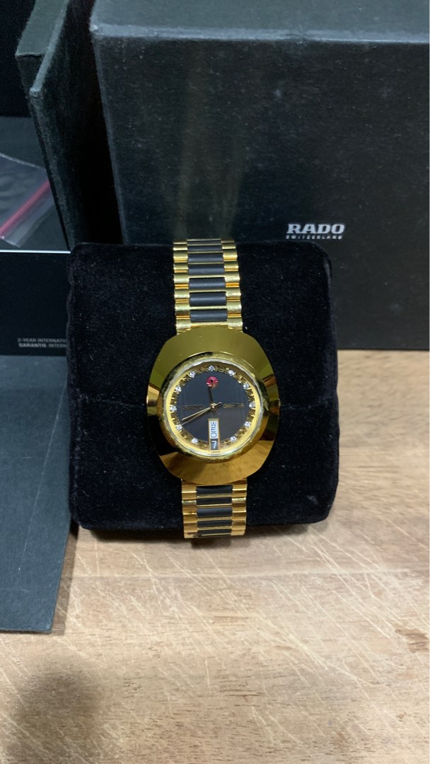 Authentic RADO Diastar Black & Gold Mens Watch, Luxury, Watches on Carousell