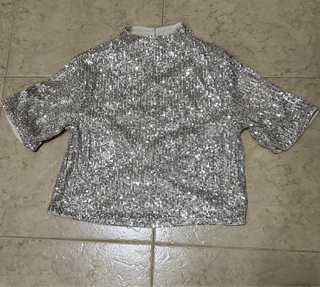 Blouse sequence glitz and glam, Women's Fashion, Tops, Blouses on Carousell