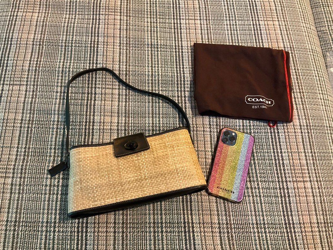 Preowned Excellent Vintage Coach Straw Raffia Leather Baguette Bag ...