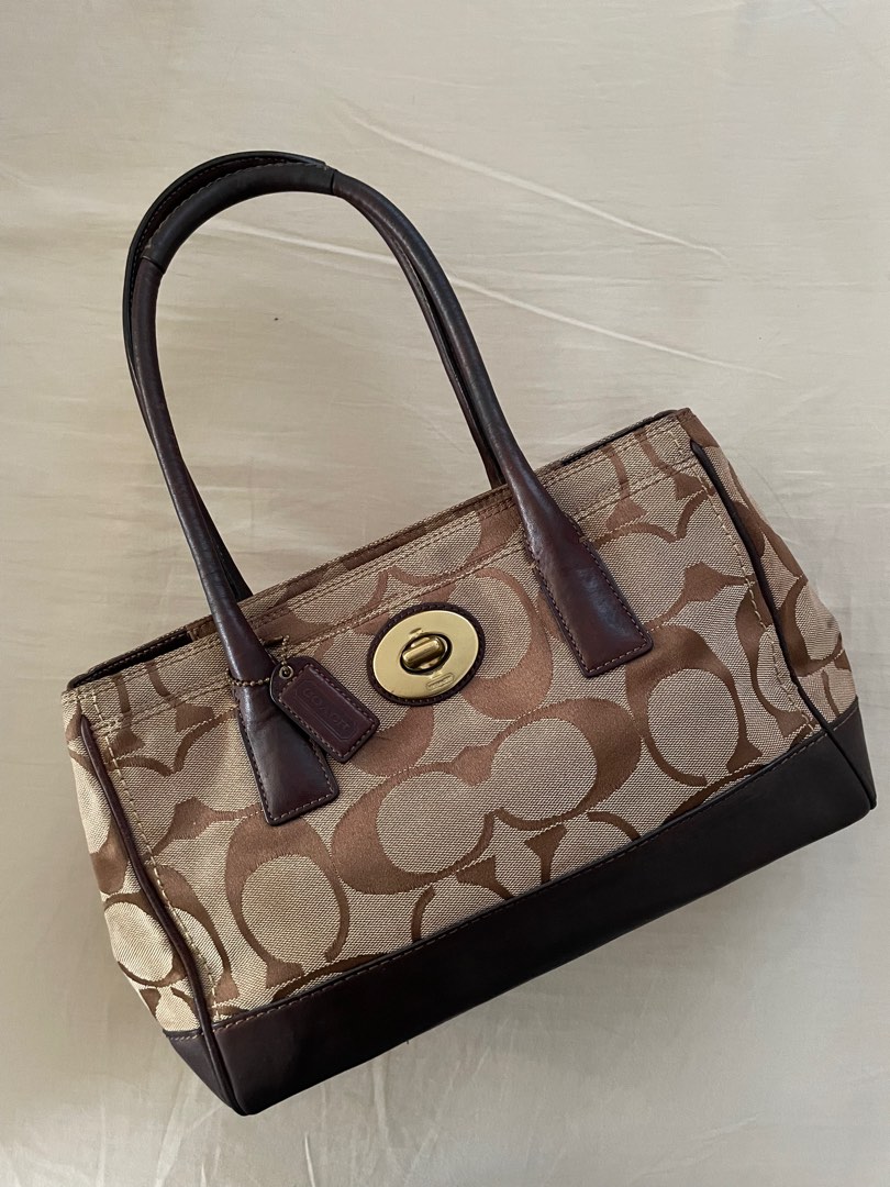 Coach Madeline Vintage leather brown Signature, Women's Fashion, Bags ...