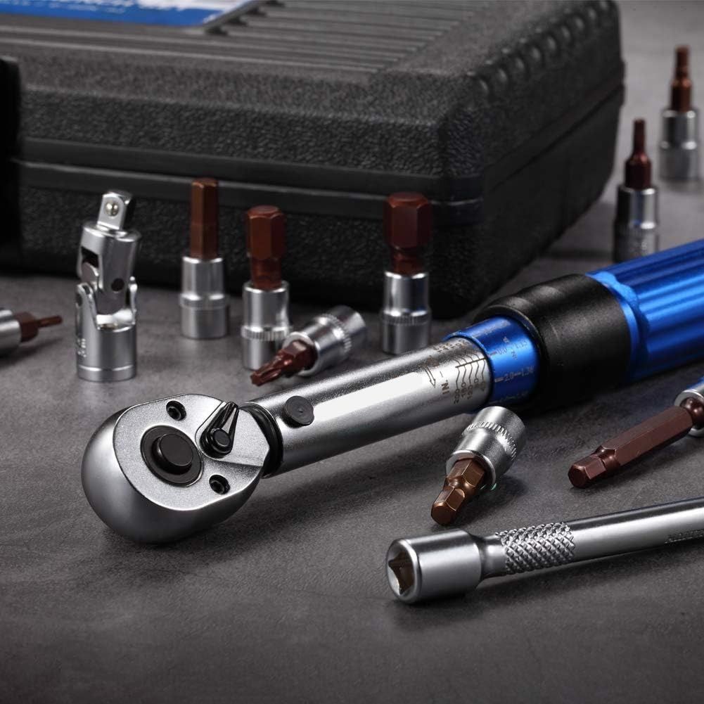 1/4 inch Drive Click Torque Wrench Set (21pcs- in- 1)Dual-Direction ...