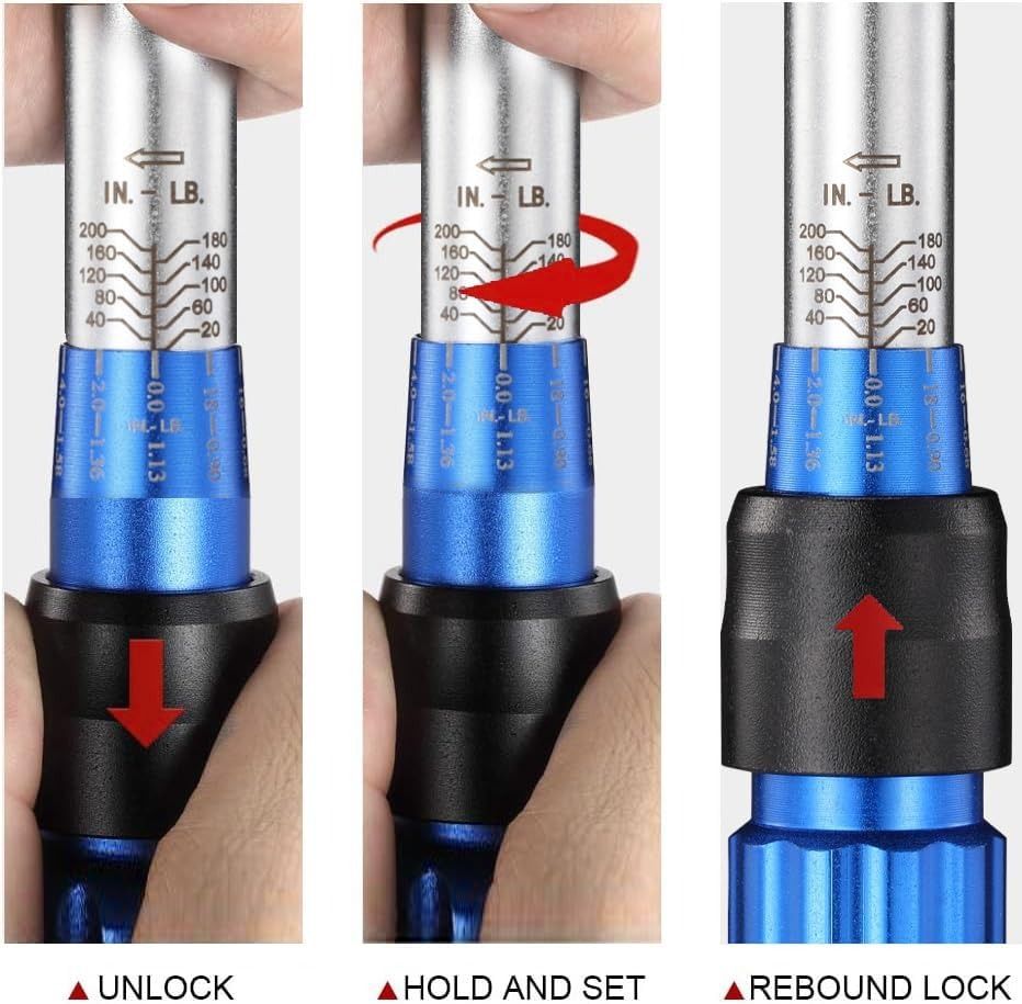 1/4 inch Drive Click Torque Wrench Set (21pcs- in- 1)Dual-Direction ...