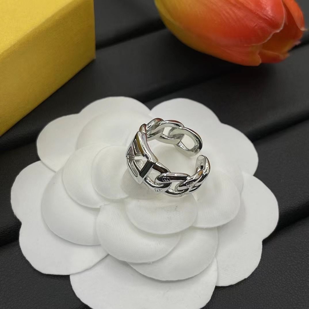 FENDI FF wholesalers logo ring Unisex Silver
