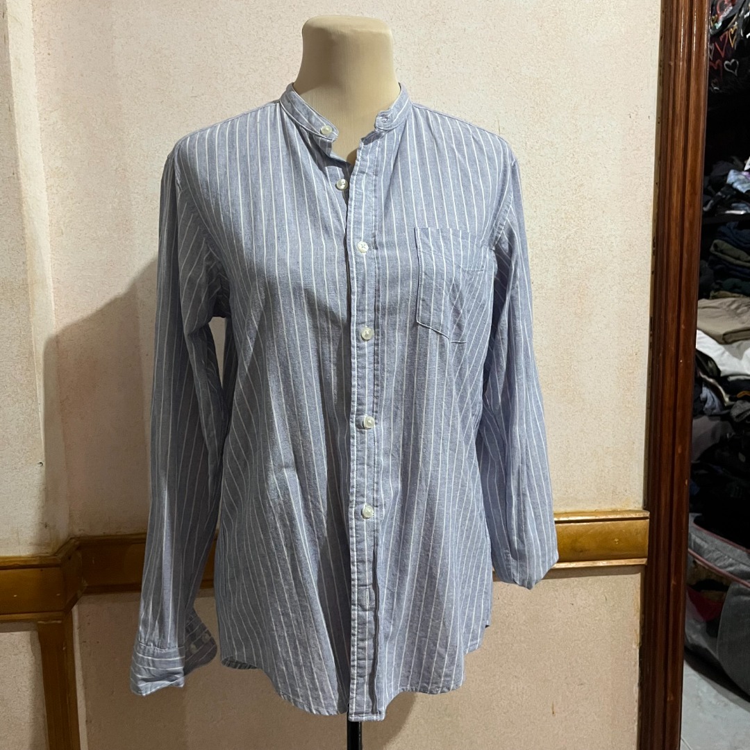 GU Blue Stripes Buttondown for Women, Women's Fashion, Tops ...