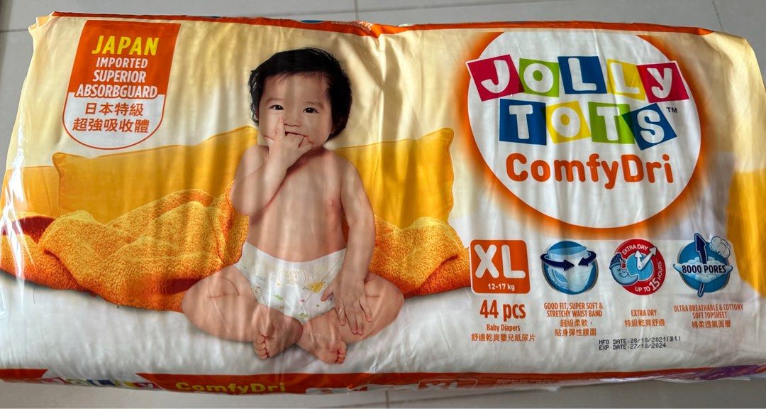 Jolly Tots Comfydri Diapers XL, Babies & Kids, Bathing & Changing, Diapers & Baby Wipes on Carousell