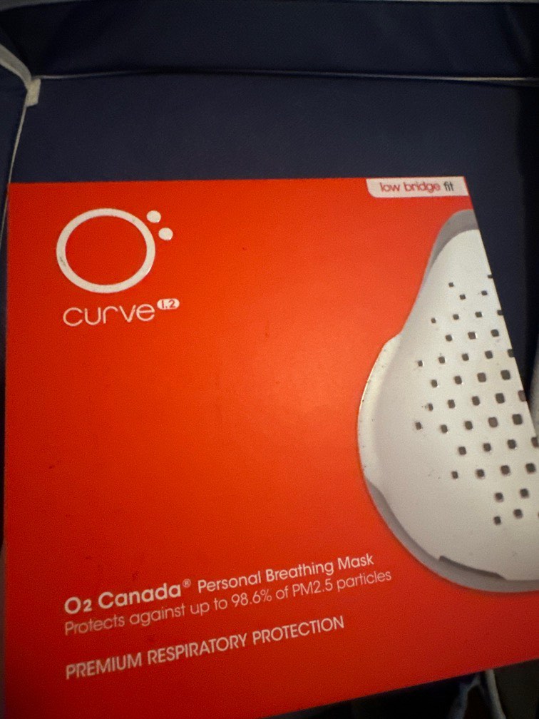 O2 Canada Curve 1.2 Personal Breathing Mask Low Bridge Fit -White, 美容 ...