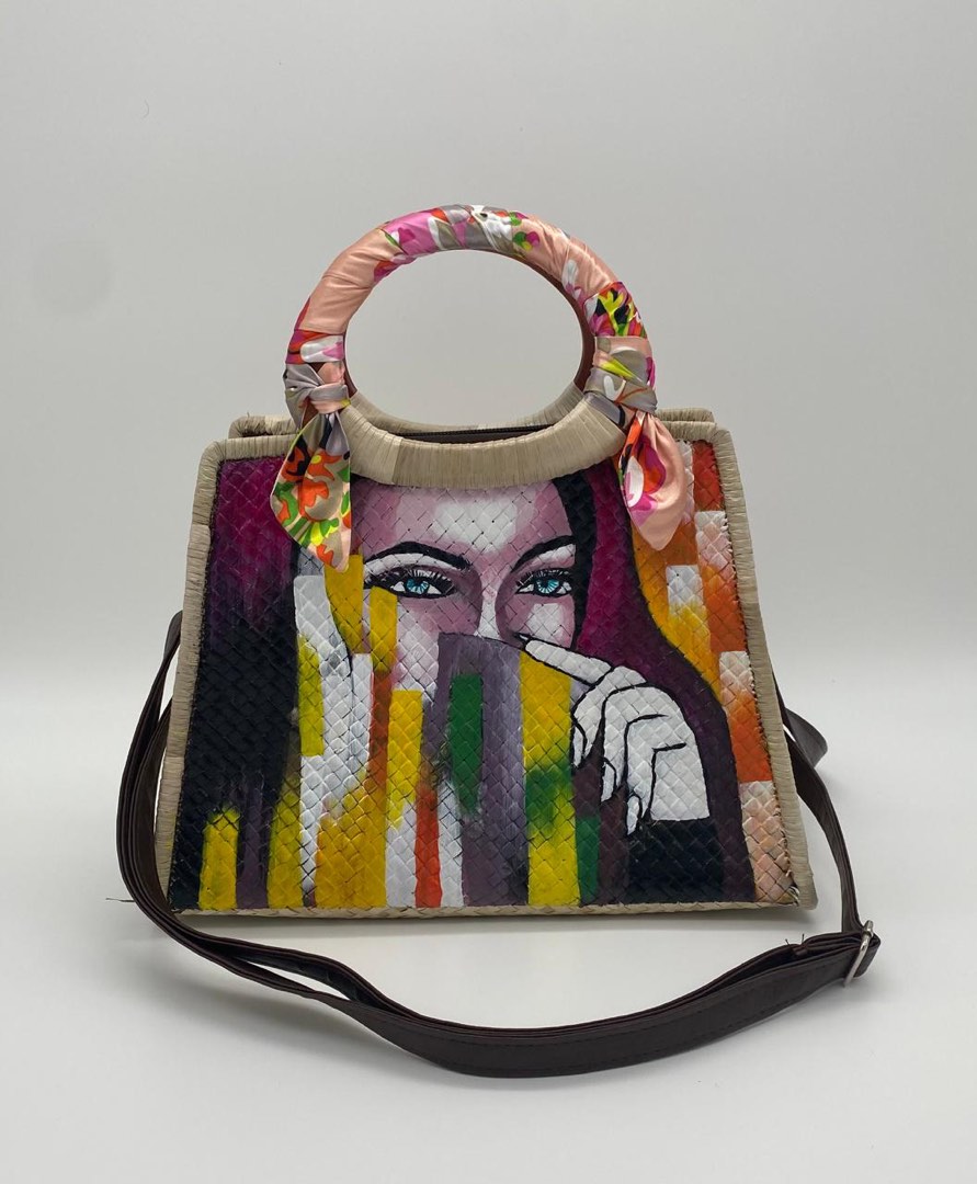 Pandan native handpainted bag with strap, Women's Fashion, Bags ...