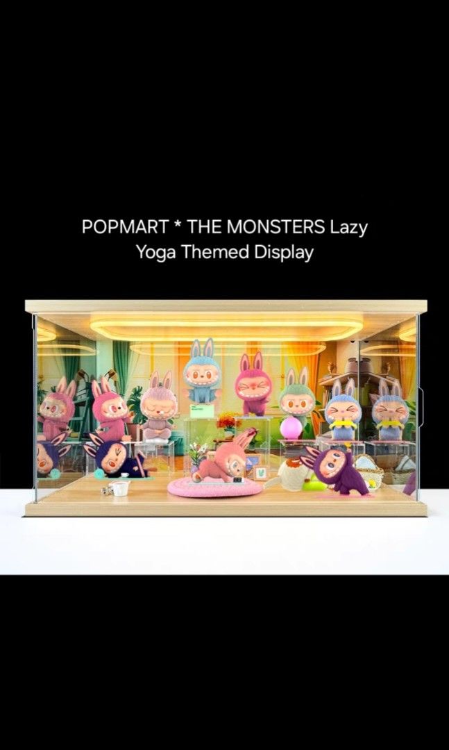 POPMART LABUBU Themed Acrylic Display Case - Lazy Yoga, Hobbies & Toys ...