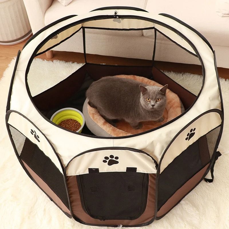 Portable Foldable Pet Tent Kennel Octagonal Fence Puppy Shelter Easy ...