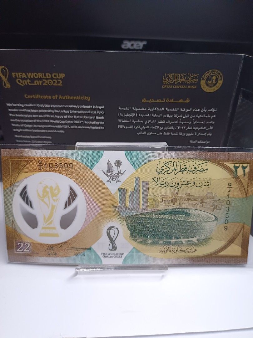 Qatar 22 Riyal FIFA World Cup, P-39, Polymer, Commemorative, UNC Year 2022, Hobbies & Toys ...