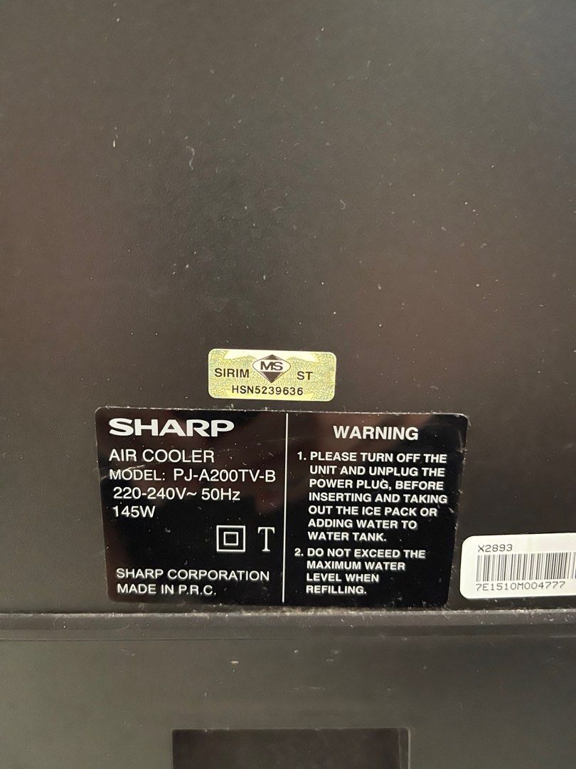 Sharp Air Cooler 20L Capacity PJA200TVB With LED Display, TV & Home ...