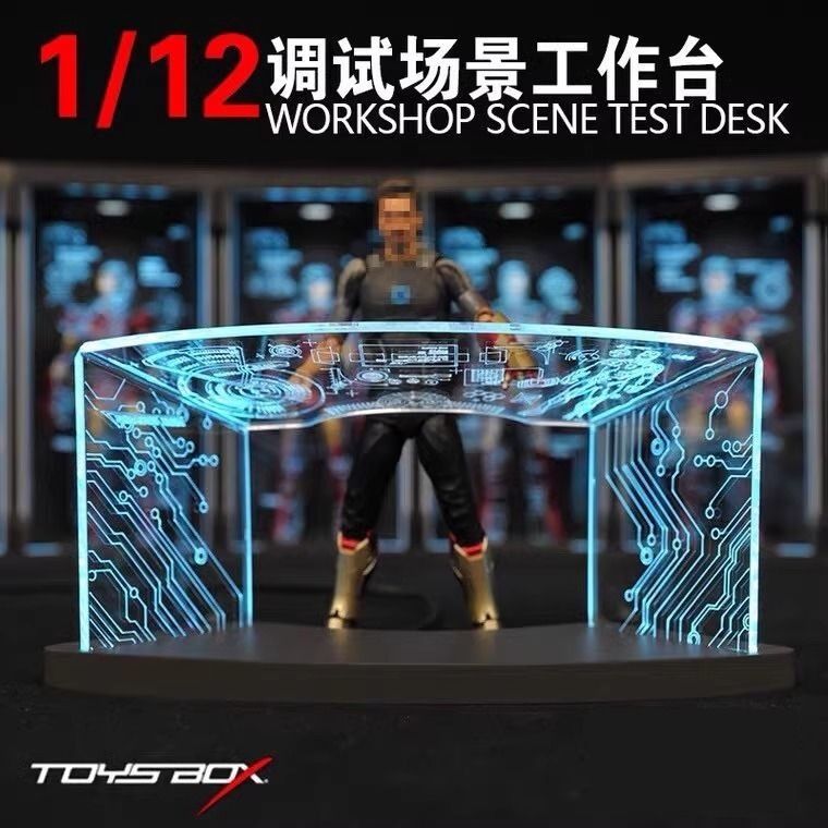 FREE Shipping. Iron Man Tony Stark Acrylic Workbench Workshop Diorama ...
