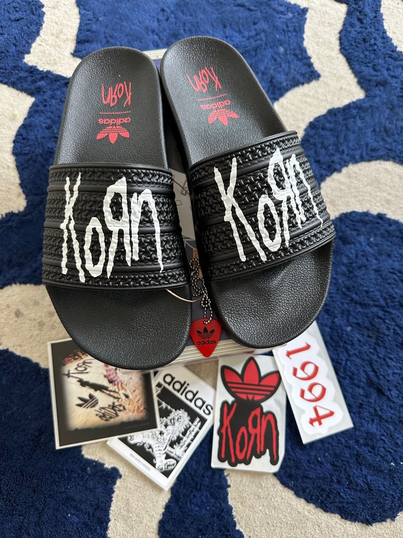 Adilette x Korn, Men's Fashion, Footwear, Flipflops and Slides on Carousell