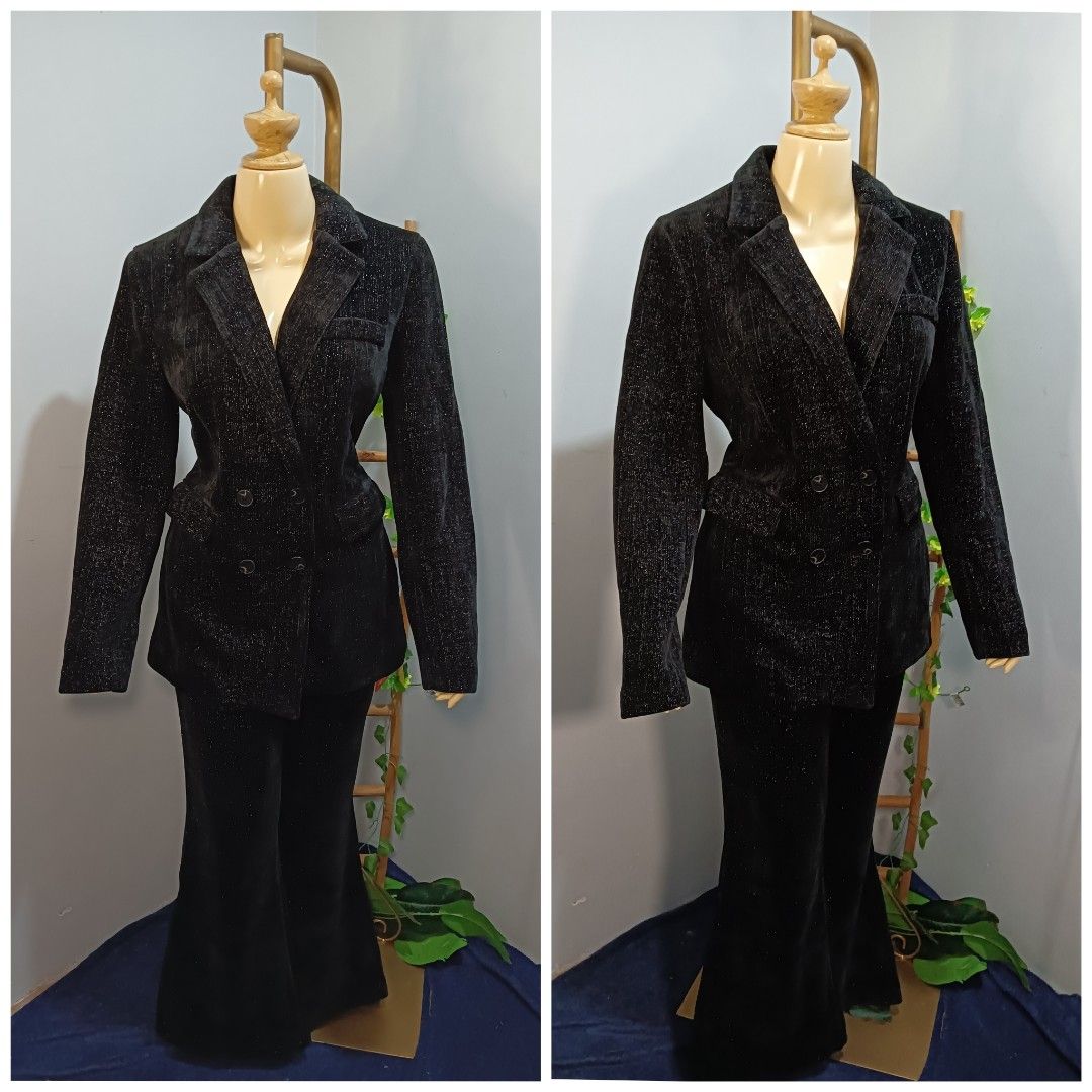 CEO Coords Terno Coat & Wide Leg Pants (Medium) HQ Elegant Black ...