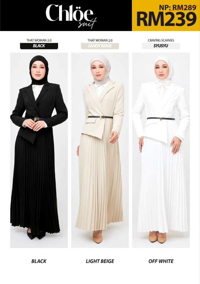 CHLOE SUIT LEEYANARAHMAN, Women's Fashion, Muslimah Fashion, Baju ...