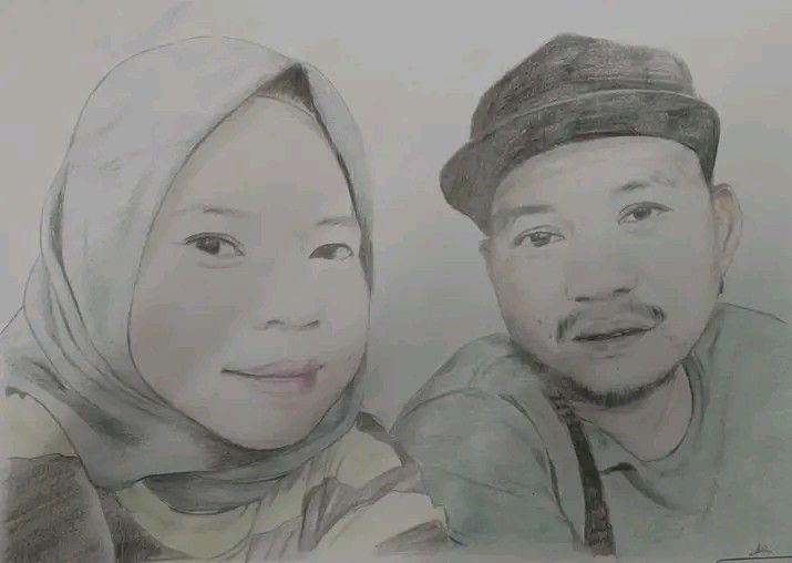 Drawing portrait art lukisan potret size A3, Hobbies & Toys, Stationery ...