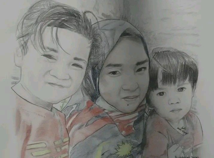 Drawing portrait art lukisan potret size A3, Hobbies & Toys, Stationery ...