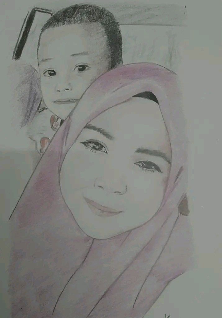 Drawing portrait art lukisan potret size A3, Hobbies & Toys, Stationery ...