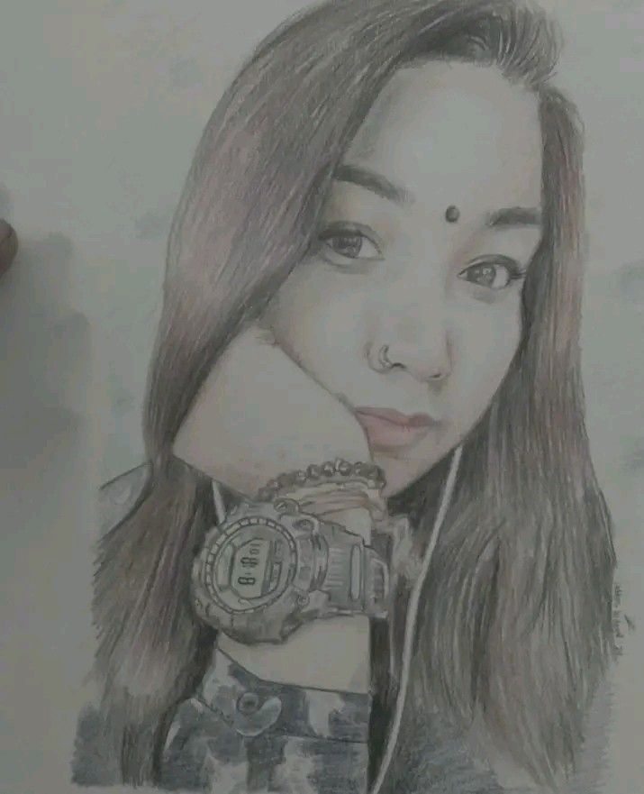 Drawing portrait art lukisan potret size A3, Hobbies & Toys, Stationery ...