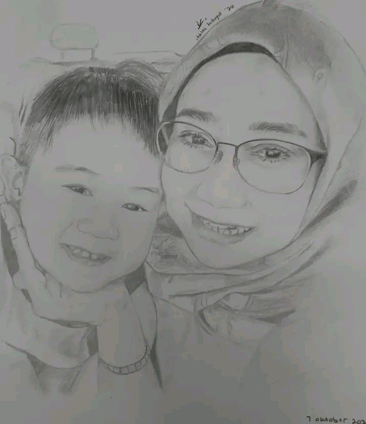 Drawing portrait art lukisan potret size A3, Hobbies & Toys, Stationery ...