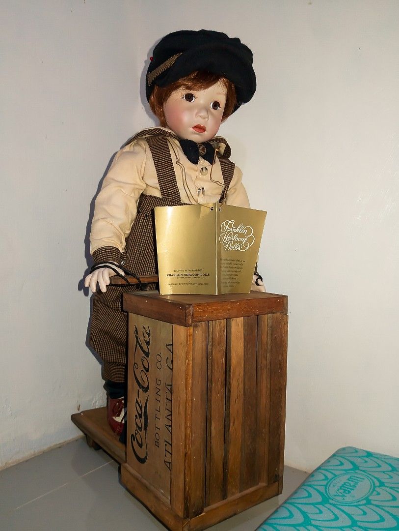 FRANKLIN HEIRLOOM PORCELAIN DOLL LIMITED EDITION COCA- COLA 1998 WITH ...