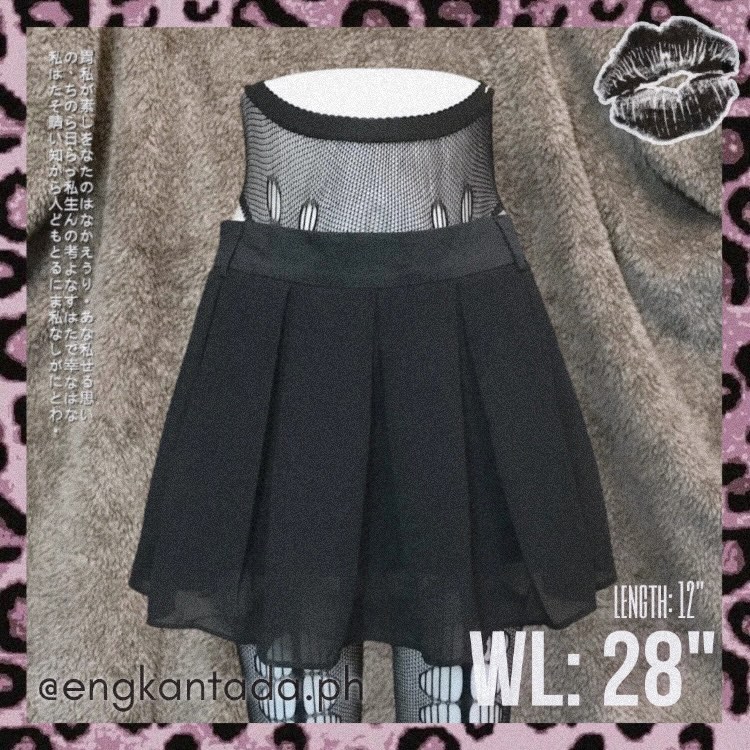 Gyaru Black Pleated Mini Skirt [Y2K, COQUETTE, DOLLETTE, GOTHIC, GOTH ...