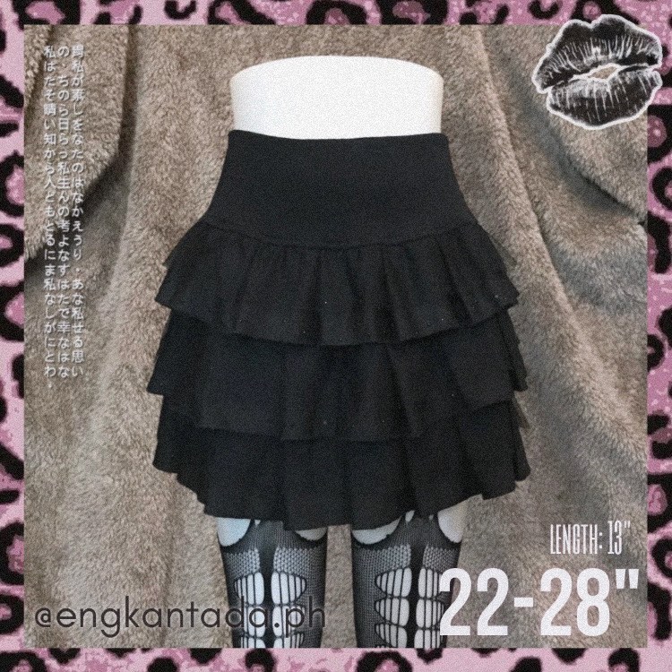 Gyaru Black Ruffled Skirt [GYARU, Y2K, COQUETTE, DOLLETTE, GOTHIC, GOTH ...