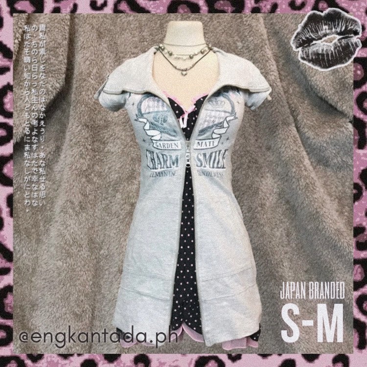 Gyaru Grey Double-Zipper Jacket [Y2K, COQUETTE, DOLLETTE, MCBLING ...