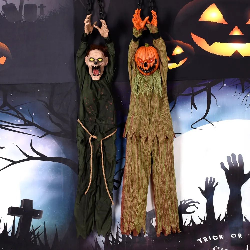 Halloween Hanging Animated Clown Bride Nurse Pumpkin Ghost with Glowing ...
