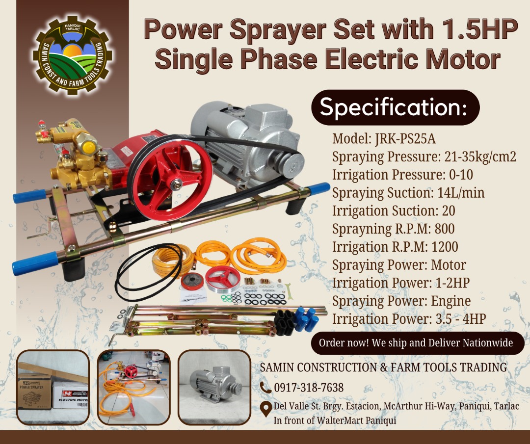 JR Kawasaki Power Sprayer Set with 1.5HP Single Phase Electric Motor ...
