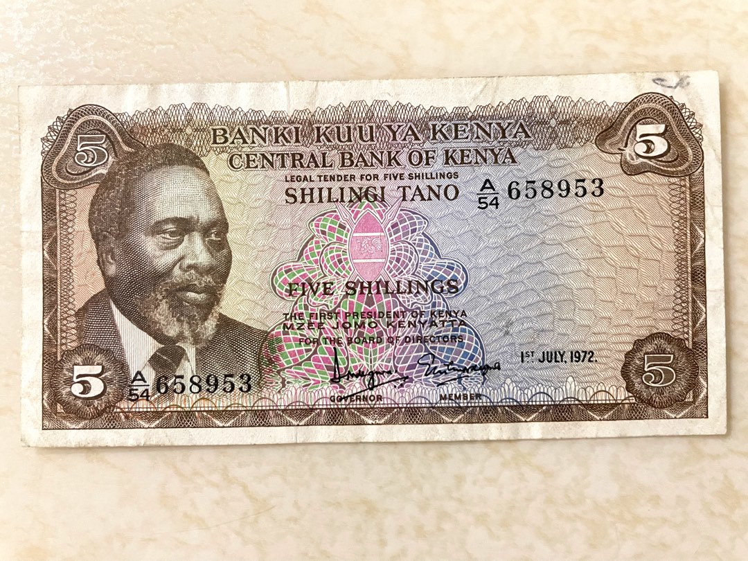 Kenya Banknote 5 Shillings 1972, Hobbies & Toys, Collectibles ...
