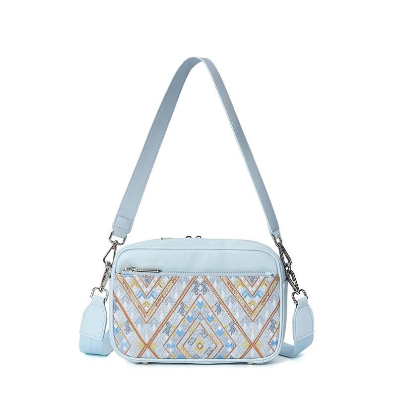 Light Blue Camera Bag in Praewa Thai Silk, Women's Fashion, Bags ...
