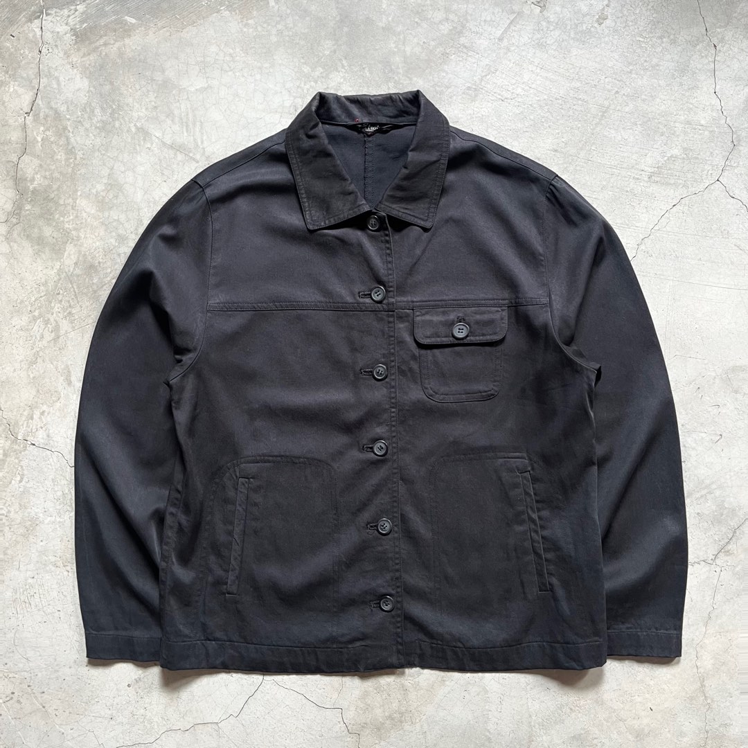 Men's Japanese Black Overshirt Polo Longsleeves | Collared Longsleeves ...