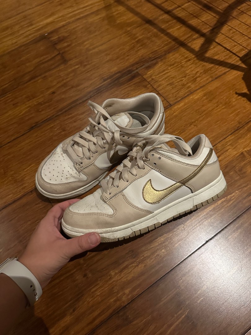 Nike Dunks in Gold Swoosh, Women's Fashion, Footwear, Sneakers on Carousell