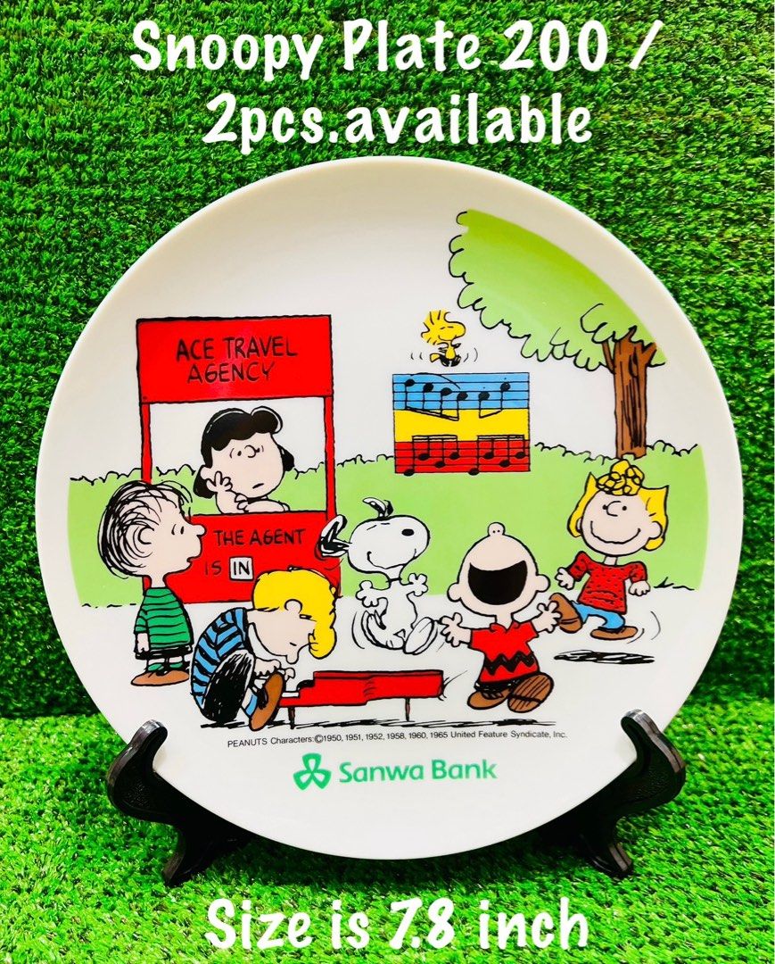 Peanuts Snoopy Ceramics Plate, Furniture & Home Living, Kitchenware ...