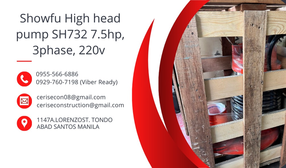 Showfu High Head Pump SH732 7.5HP, 3Phase 220V, Commercial & Industrial ...