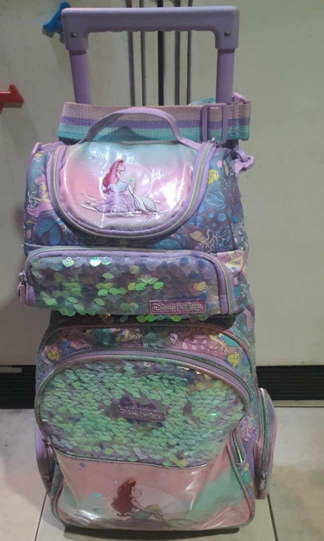 Smiggle Little Mermaid Trolley Backpack School Bag and Lunchbag Set ...