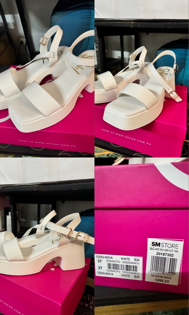 SoFab White Chunky Heels, Women's Fashion, Footwear, Wedges on Carousell