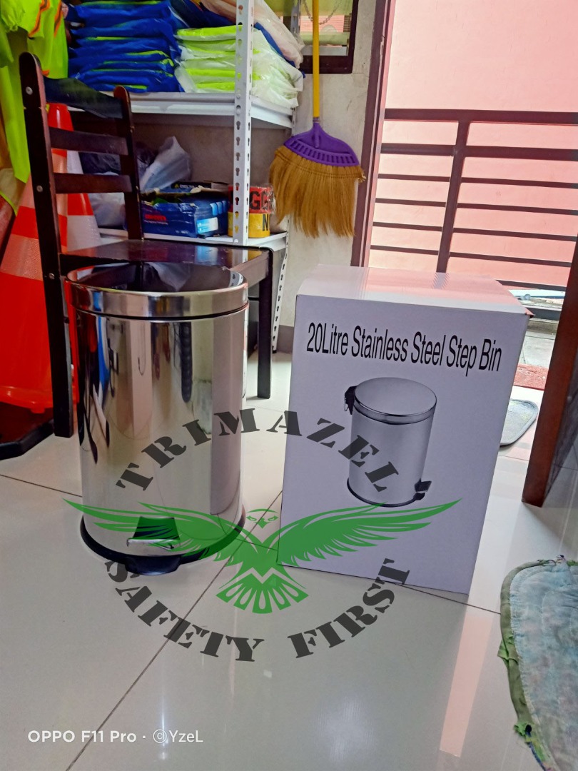 STAINLESS TRASHBIN 20 LITERS, Furniture & Home Living, Cleaning ...