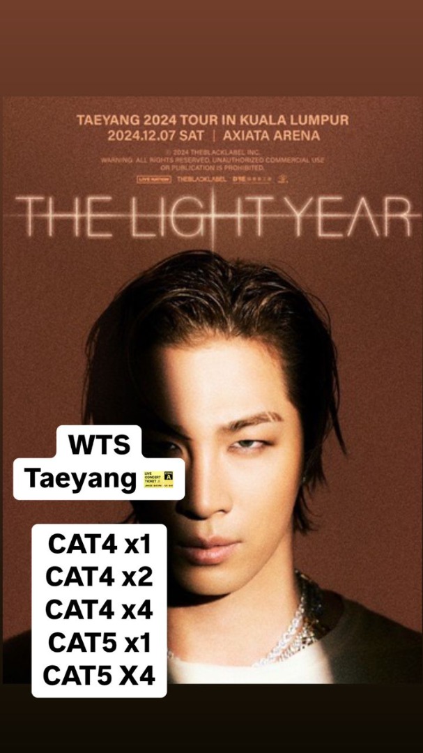 TAEYANG 2024 TOUR [THE LIGHT YEAR] IN KUALA LUMPUR, Tickets & Vouchers ...