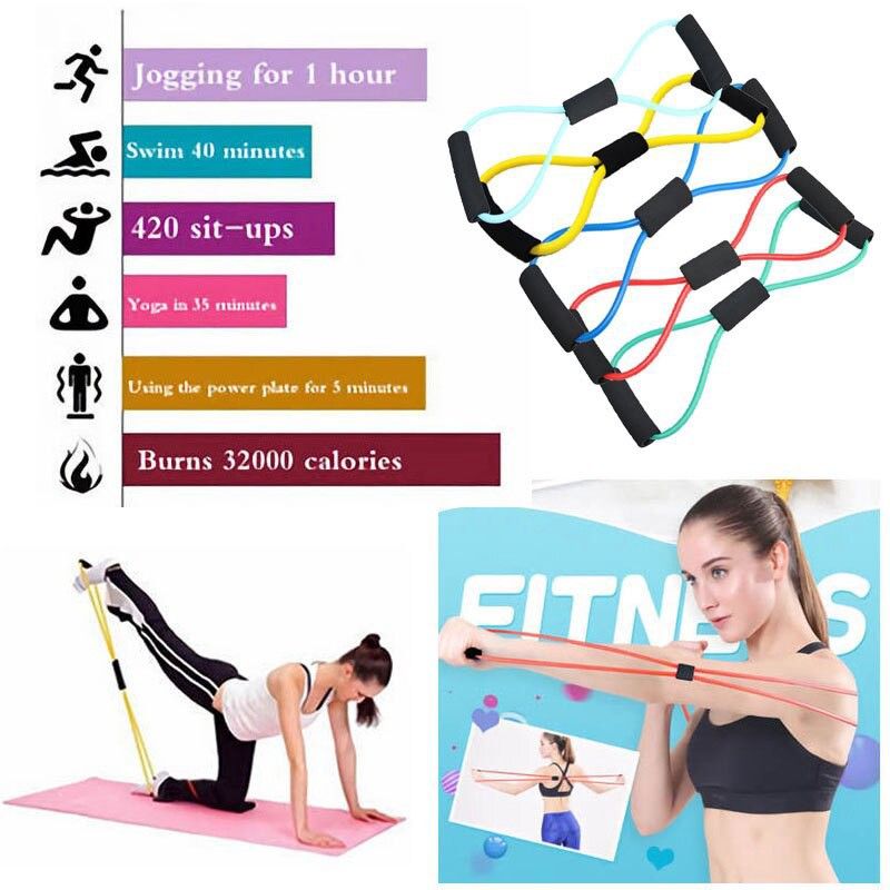 40cm Yoga Elastic 8 shapes rope band pulling rope chest expander Home ...