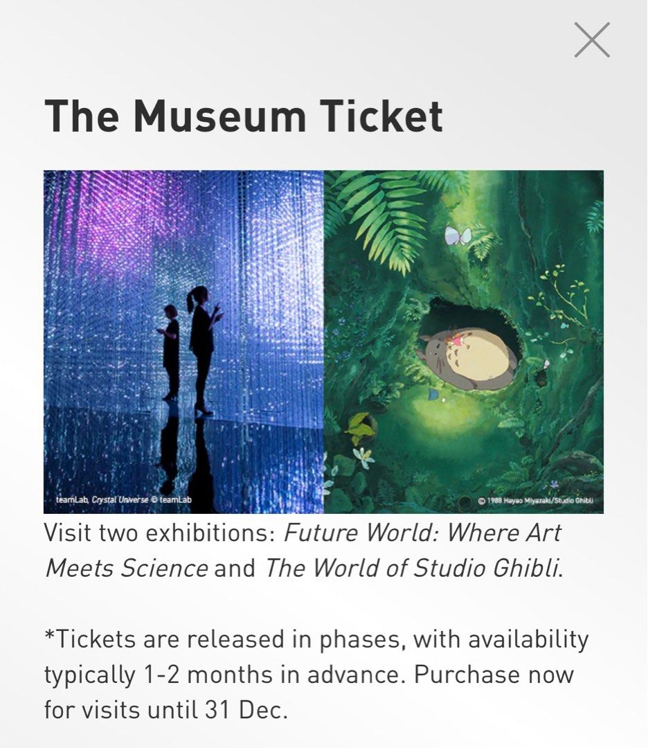 2 SETS / The World of Studio Ghibli + ArtScience Museum Ticket, Tickets & Vouchers, Local ...