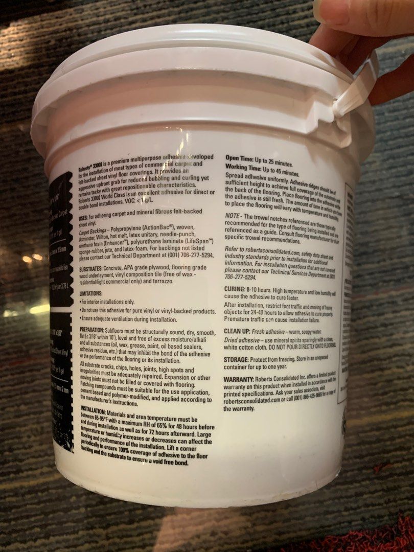 地板膠水 Roberts 3300I 美國 膠水 膠地板 地毯 膠地板漿糊 地板 多用途黏合劑 1 加侖 Floor Glue USA ...