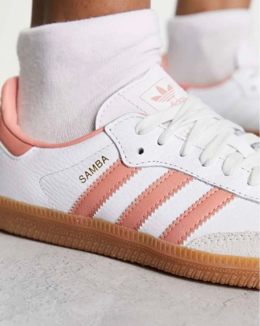 Adidas Originals Samba OG trainers in white and peach, Women's Fashion ...