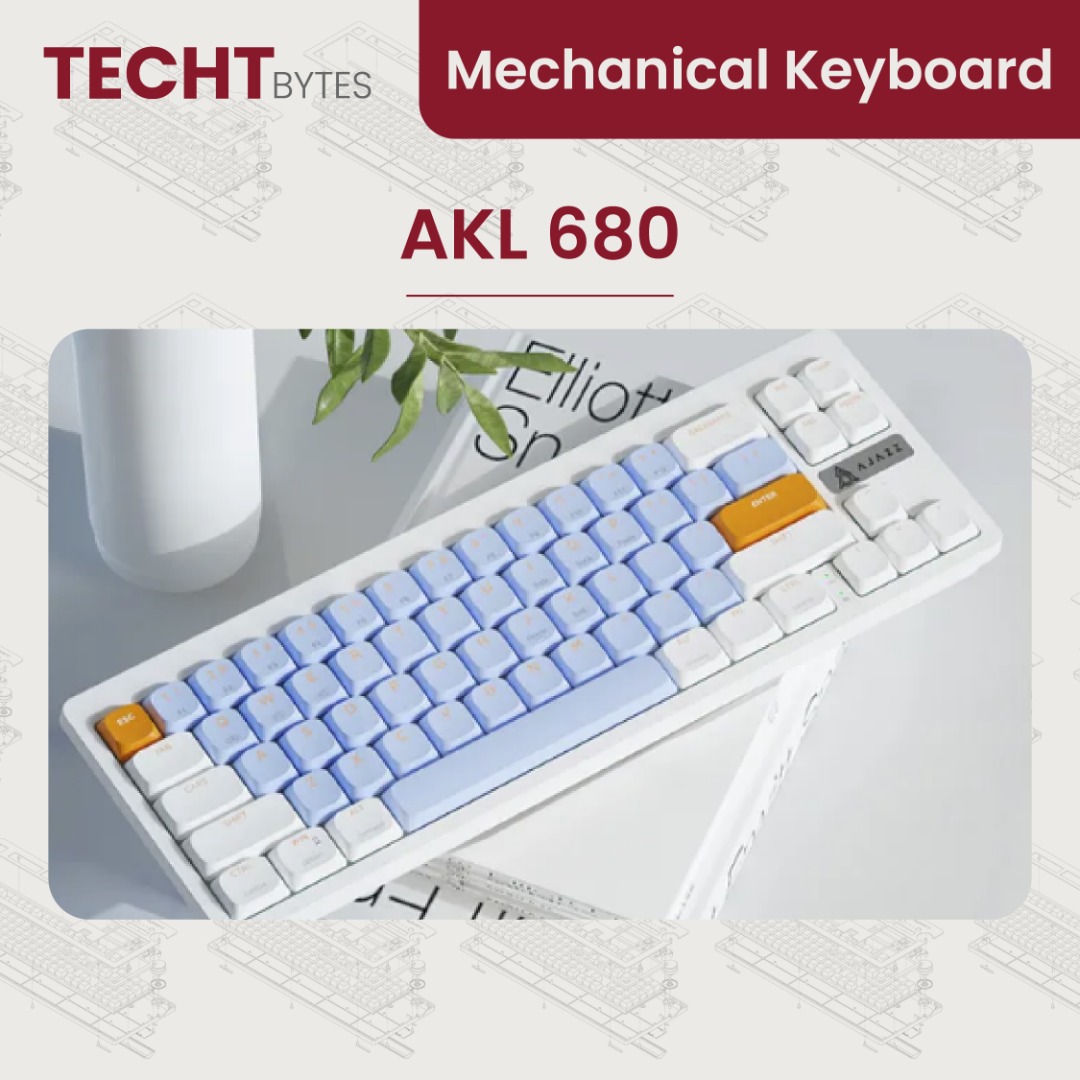 Ajazz AKL680 Low-Profile Mechanical Keyboard (65% keyboard layout, tri ...