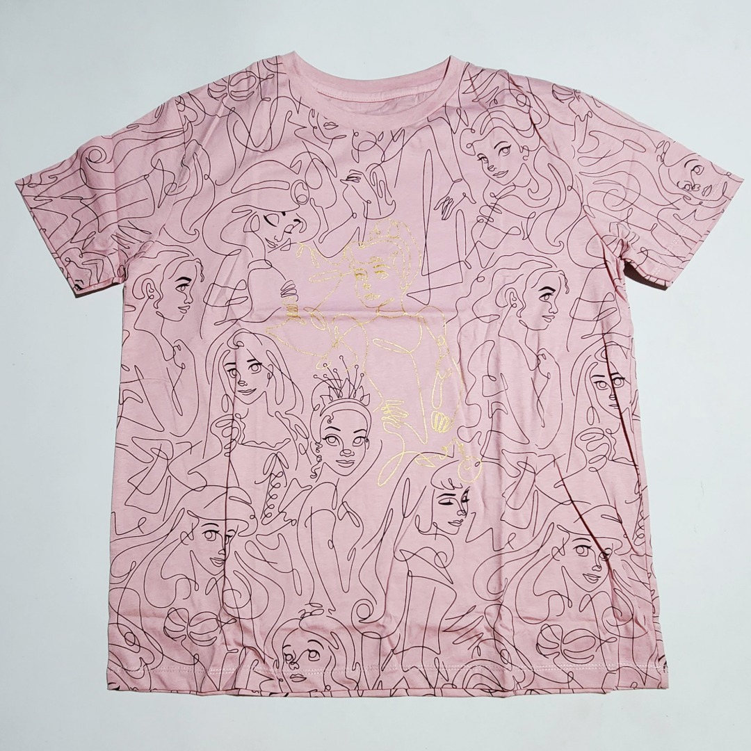 Baju Kaos Pink Disney Princess Cinderella Gold Emas Rapunzel Snow White ...